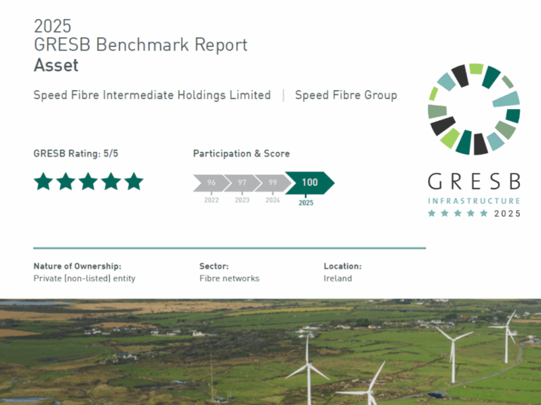 Speed Fibre Group achieves perfect GRESB score and tops European fibre network rankings
